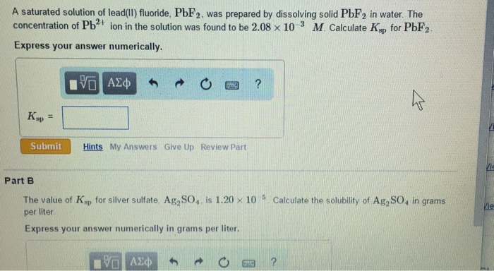Solved A saturated solution of lead(II) fluoride, PbF2, was | Chegg.com