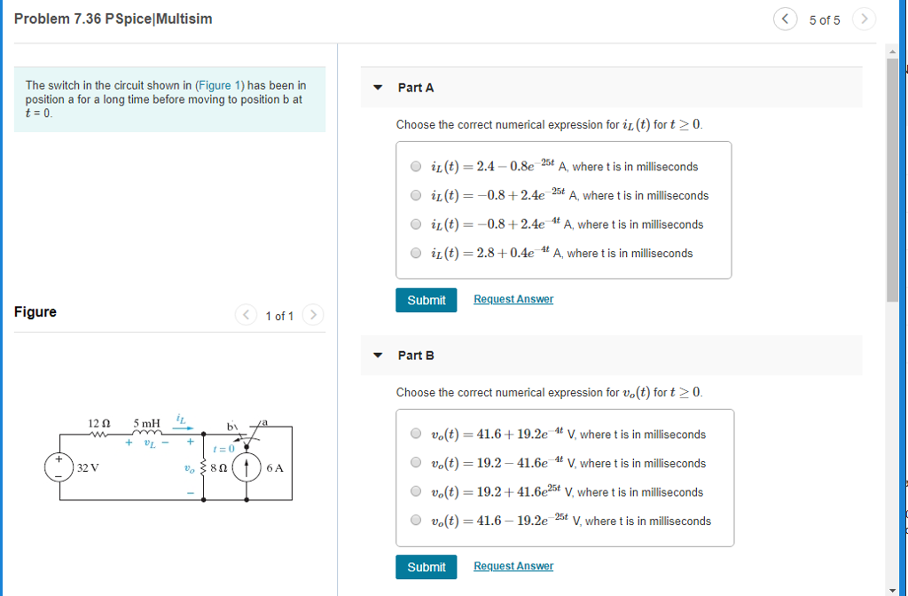 Solved Part C The switch in the circuit shown in (Figure 1) | Chegg.com