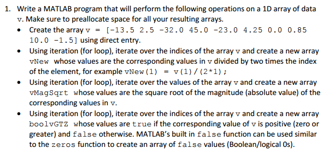 Solved Write a MATLAB program that will perform the | Chegg.com