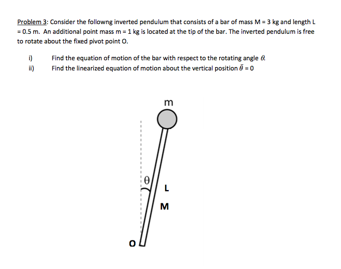 Solved Consider the following inverted pendulum that | Chegg.com