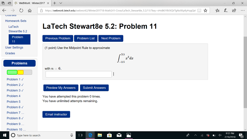 Solved ← → 。 仚 凸 https://webwork latech.edu web ork2 | Chegg.com