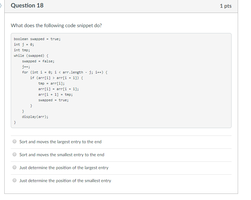 Solved Question 18 1 pts What does the following code | Chegg.com