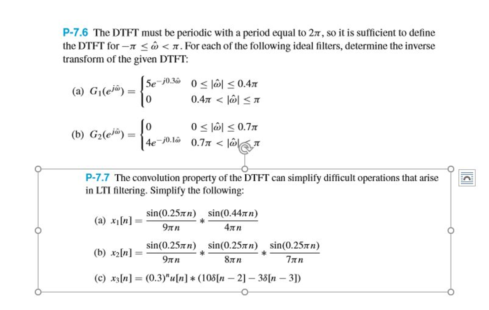 Solved The DTFT must be periodic with a period equal to 2pi, | Chegg.com