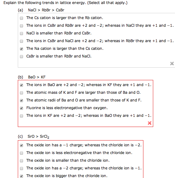 Solved Explain the following trends in lattice energy. | Chegg.com