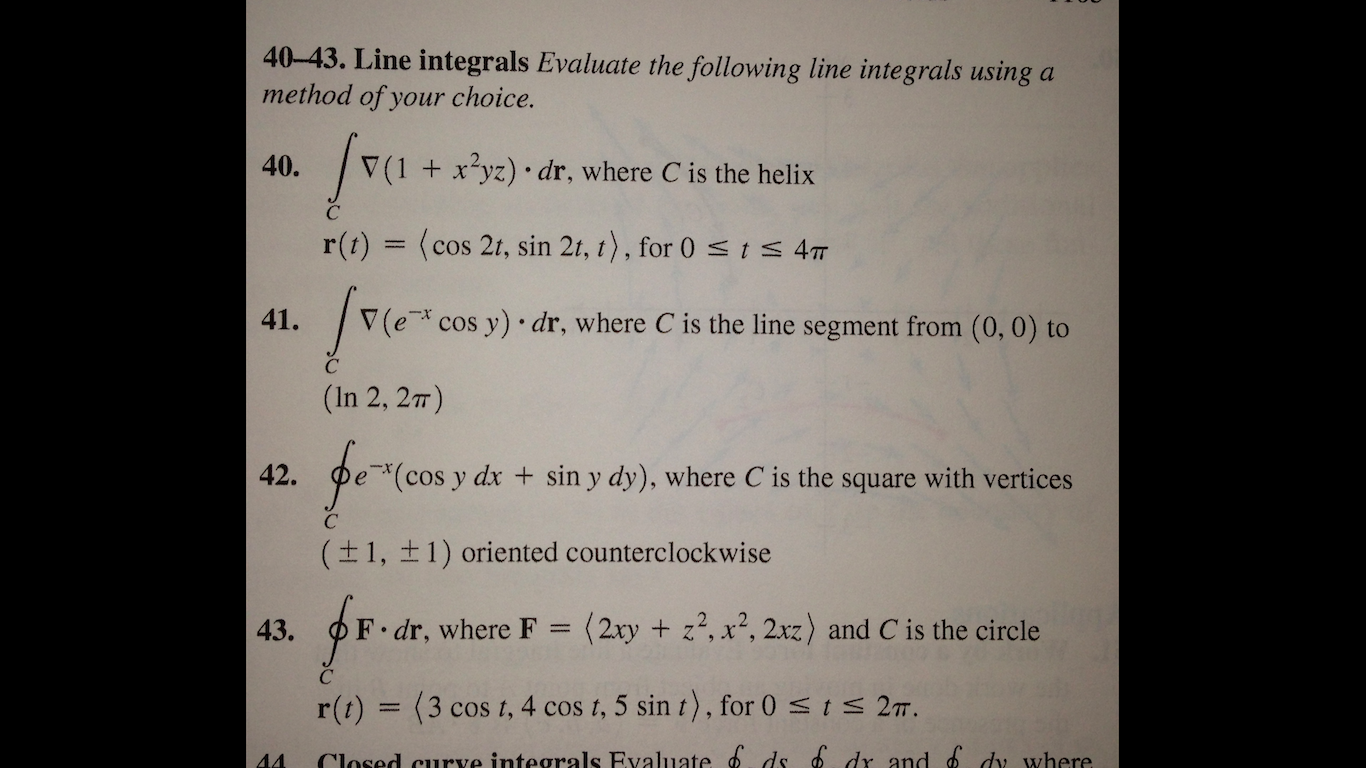 Line integrals Evaluate the following line integrals | Chegg.com