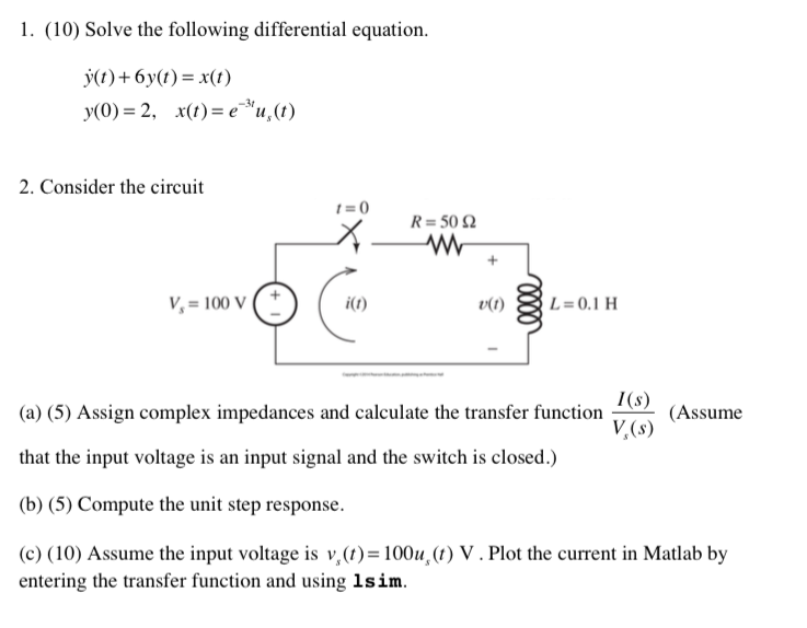 Solved Questions related to differential equation, circuit | Chegg.com