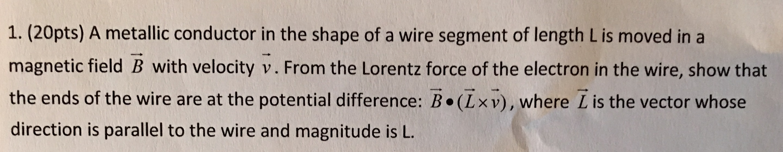 Solved A metallic conductor in the shape of a wire segment | Chegg.com
