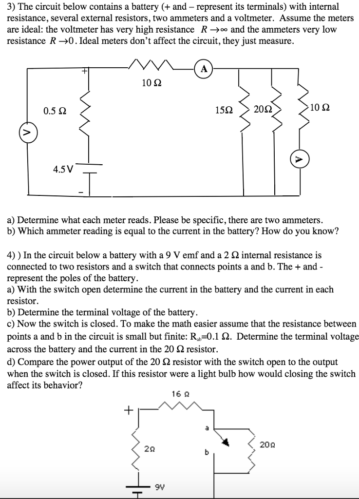 Solved The circuit below contains a battery (+ and - | Chegg.com
