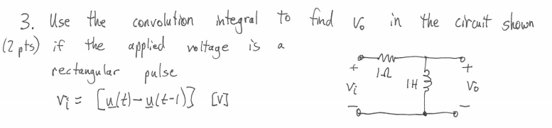 Solved Use the convolution integral to find V0 in the | Chegg.com