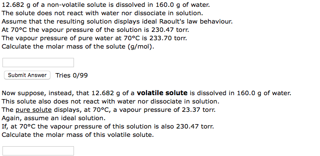 Solved 12.682 g of a non-volatile solute is dissolved in | Chegg.com