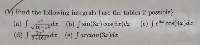 Solved Find the following integrals {use the tables if | Chegg.com