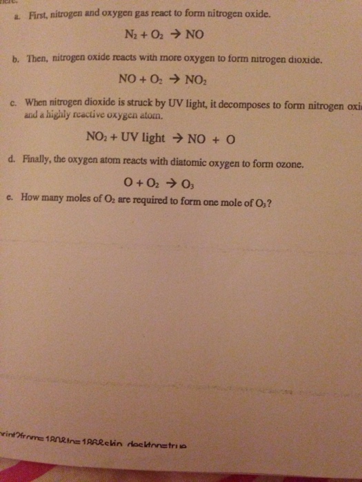 Solved a. First, nitrogen and oxygen gas react to form | Chegg.com