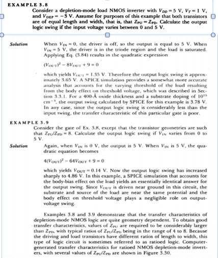 Solved Consider the depletion-mode load NMOS inverter of Ex. | Chegg.com