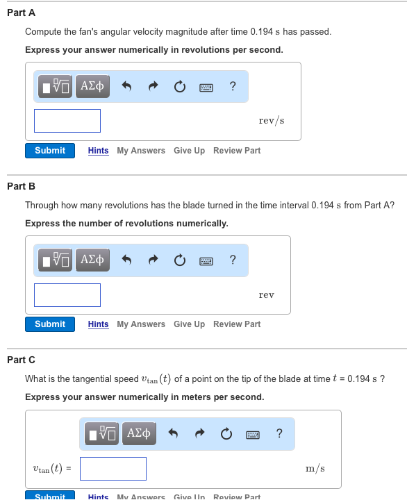 Solved An electric ceiling fan is rotating about a fixed | Chegg.com
