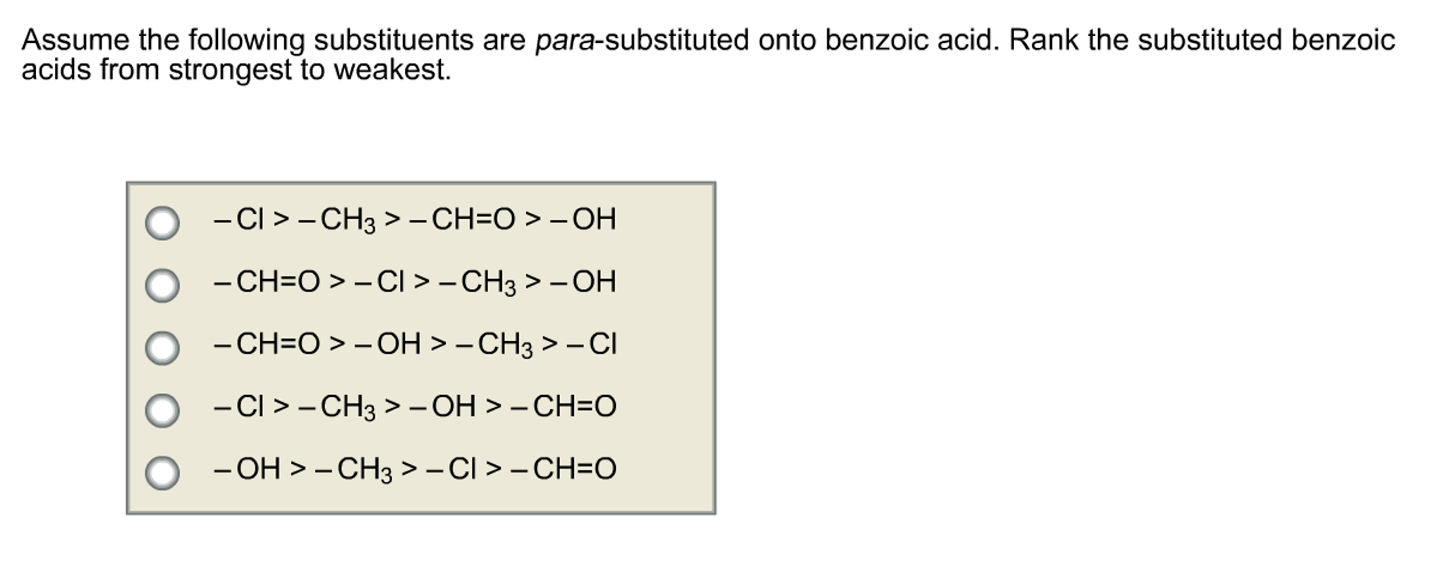 Solved Assume the following substituents are | Chegg.com