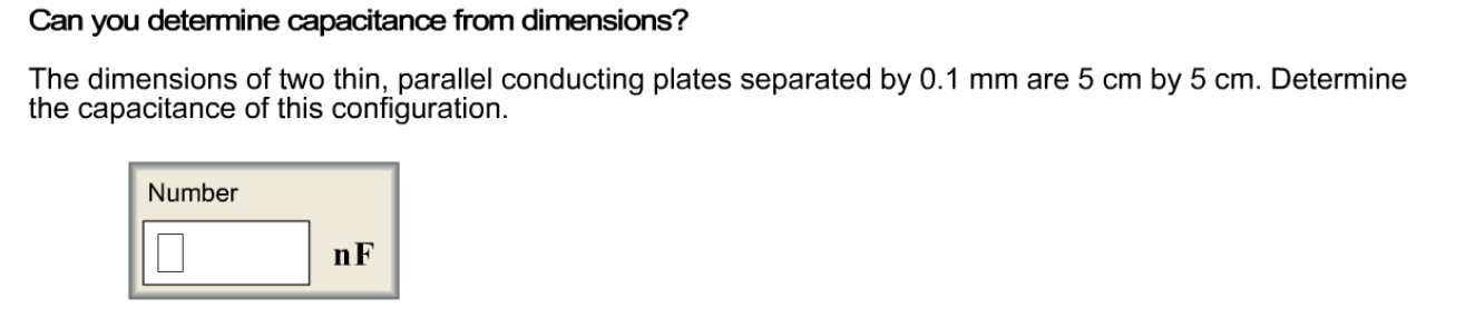 Solved Can you determine capacitance from dimensions? The | Chegg.com
