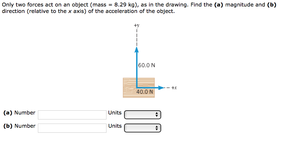 Solved Only two forces act on an object (mass = 8.29 kg), as | Chegg.com