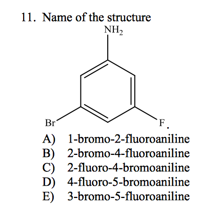 Solved 11. Name of the structure NH Br A) | Chegg.com