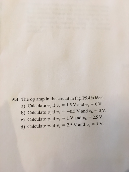 Solved The op amp in the circuit in Fig. P5.4 is ideal. a) | Chegg.com