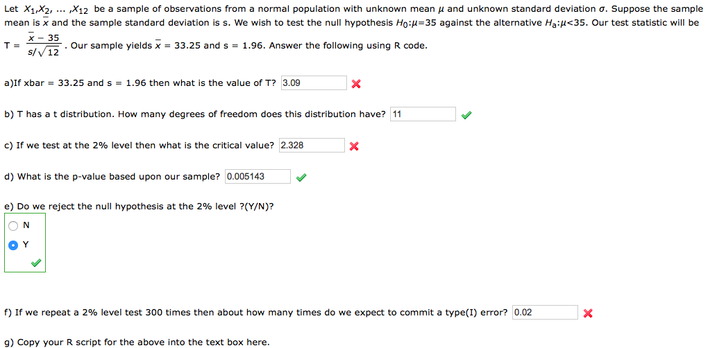 Solved Let X1,X2, ,X12 be a sample of observations from a | Chegg.com