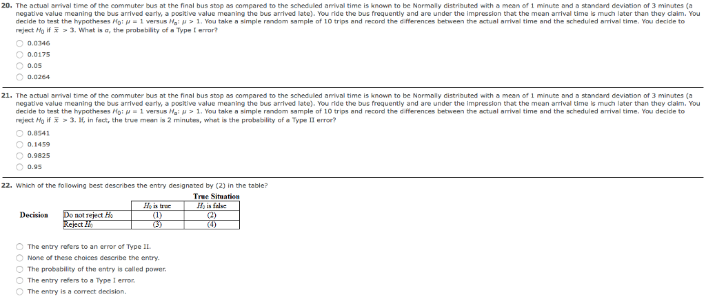 Solved 20. The actual arrival time of the commuter bus at | Chegg.com