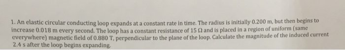 Solved An elastic circular conducting loop expands at a | Chegg.com