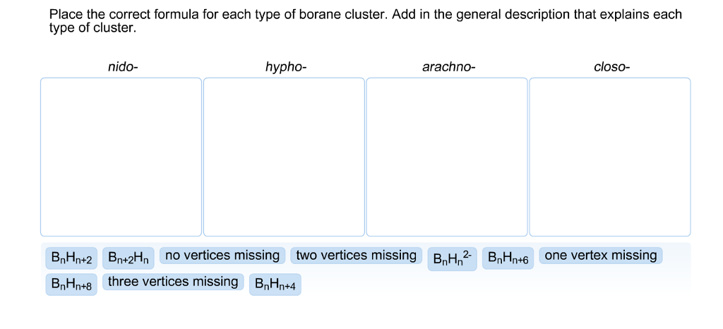 Solved 1. Place the correct formula for each type of borane | Chegg.com