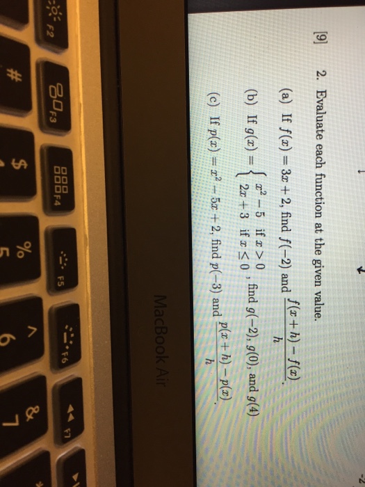 Solved Evaluate each function at the given value. If f(x) = | Chegg.com