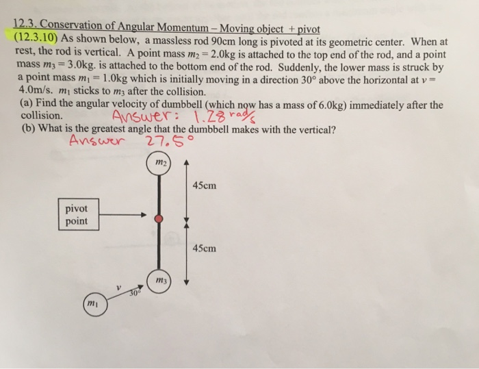 Solved Conservation of Angular Momentum - Moving object + | Chegg.com