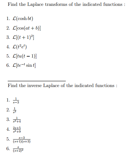 Solved Find the Laplace transforms of the indicated | Chegg.com