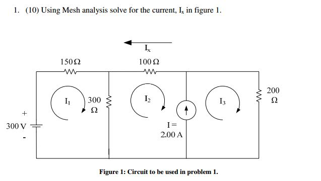 Solved Using Mesh analysis solve for the current, Ix in | Chegg.com