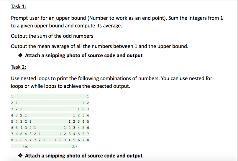 Solved Task 1: Prompt user for an upper bound (Number to | Chegg.com