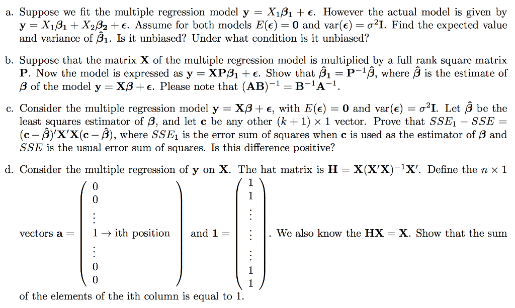 Solved a. Suppose we fit the multiple regression model y = | Chegg.com