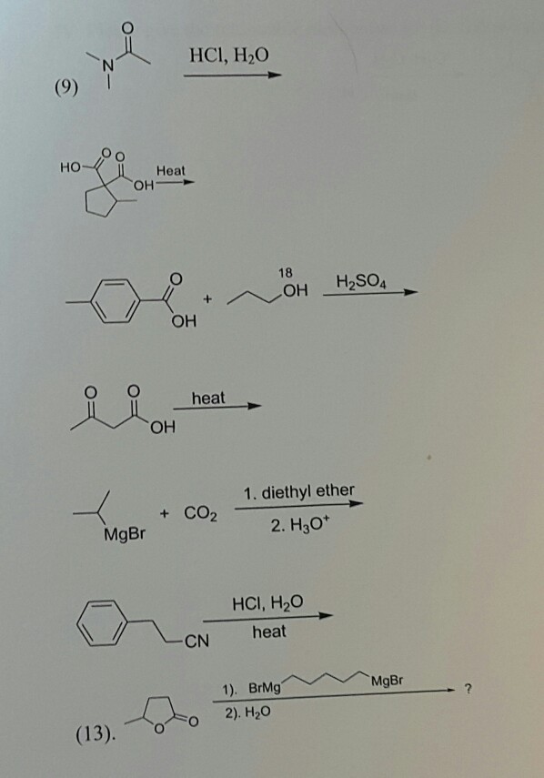 Solved N HCl, H2O (9) l HO Heat OH HoSO. OH oH heat OH 1. | Chegg.com