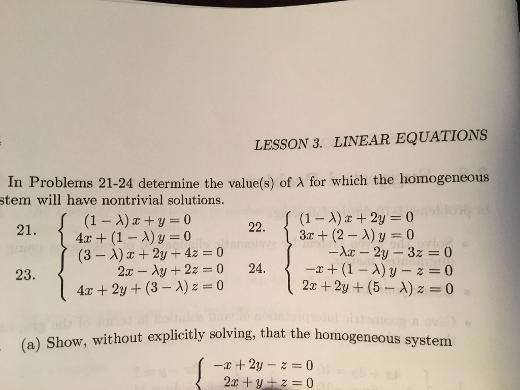 Solved Determine the value(s) of lambda for which the | Chegg.com