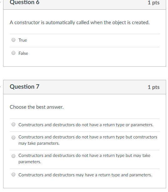 Solved Question 6 A Constructor Is Automatically Called When 4595