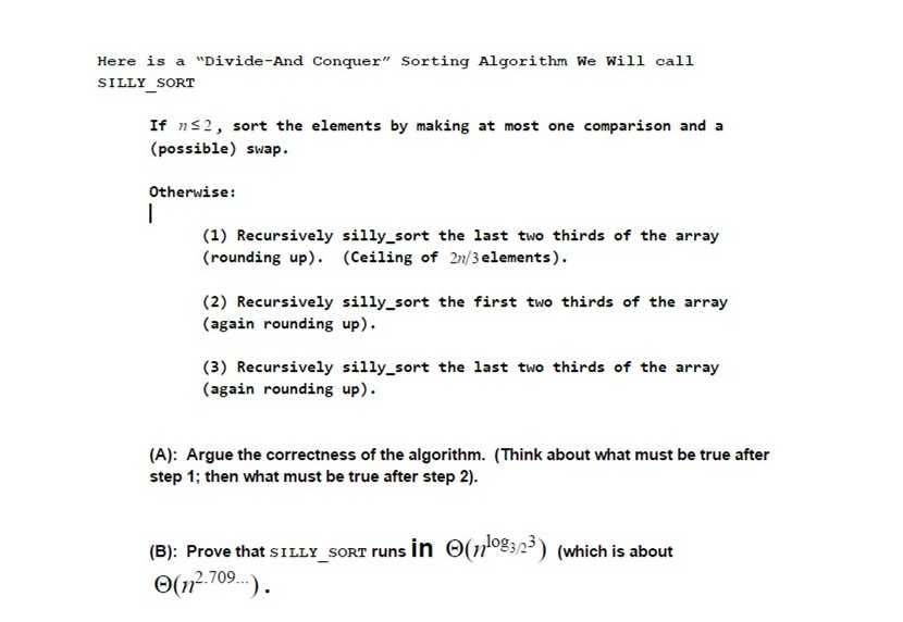 Solved Here Is A Divide And Conquer Sorting Algorithm We 2255