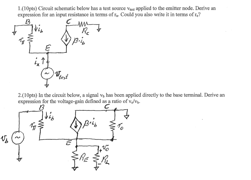 Solved Circuit schematic below has a test source v_test | Chegg.com