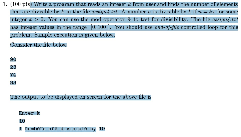 Solved Write a program that reads an integer k from user and | Chegg.com