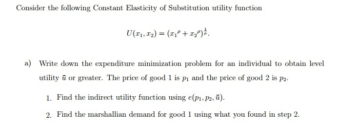 Solved Consider the following Constant Elasticity of | Chegg.com