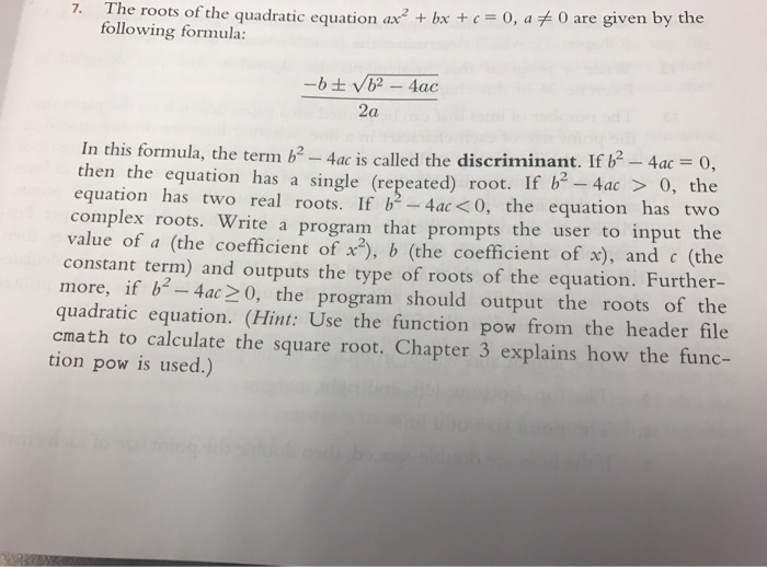 Solved The roots of the quadratic equation ax^2 + bx + c = | Chegg.com