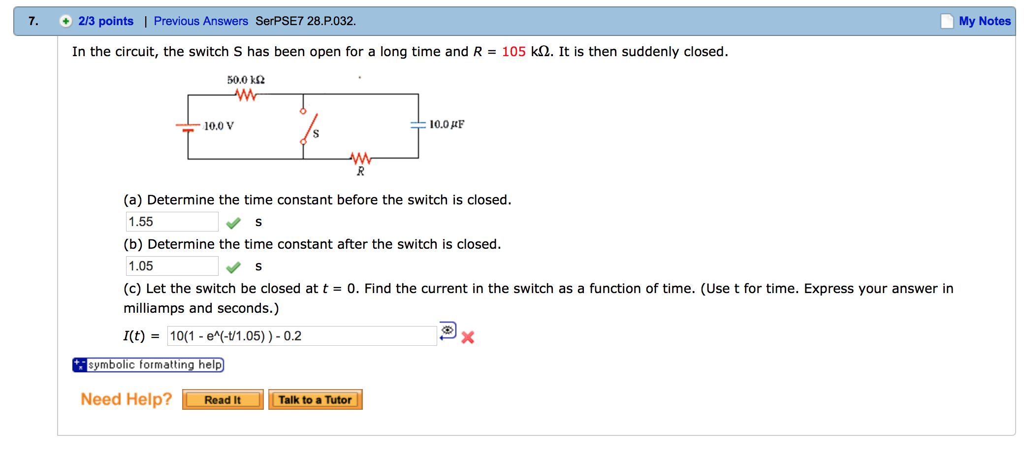 Solved In the circuit, the switch S has been open for a long | Chegg.com