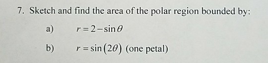 Solved 7. Sketch and find the area of the polar region | Chegg.com