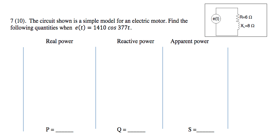 Solved e(t) R=6 7 (10). The circuit shown is a simple model | Chegg.com
