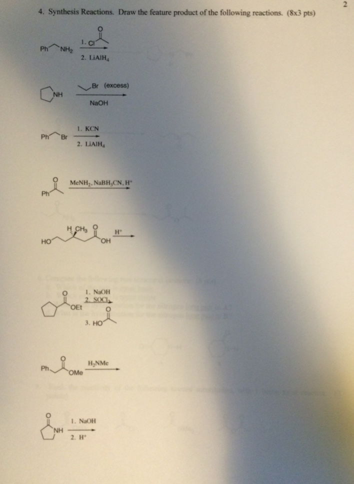 Solved 4. Synthesis Reactions. Draw the feature product of | Chegg.com