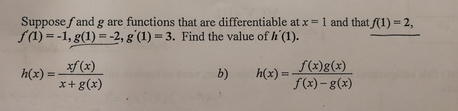 Solved Supposef and g are functions that are differentiable | Chegg.com