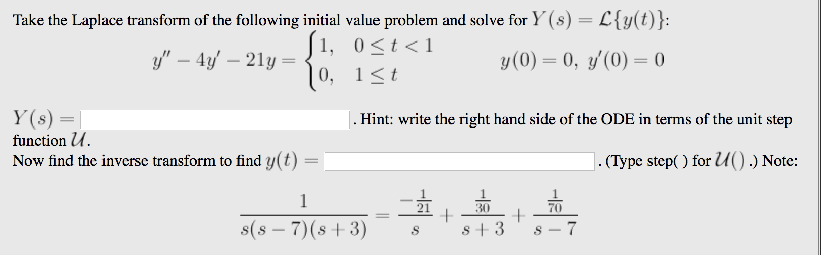 Solved Take the Laplace transform of the following initial | Chegg.com