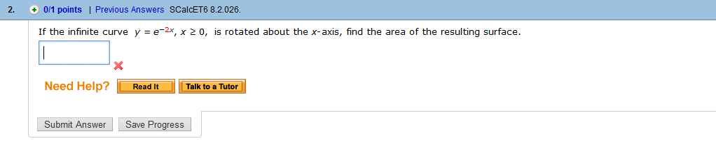 Solved If the infinite curve y = e^-2x, x | Chegg.com