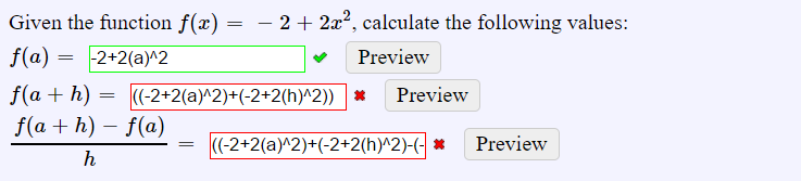 Solved Given the function f(x) = -2 + 2x^2, calculate the | Chegg.com