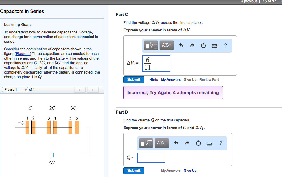 Solved Capacitors in Series Learning Goal: To understand how | Chegg.com